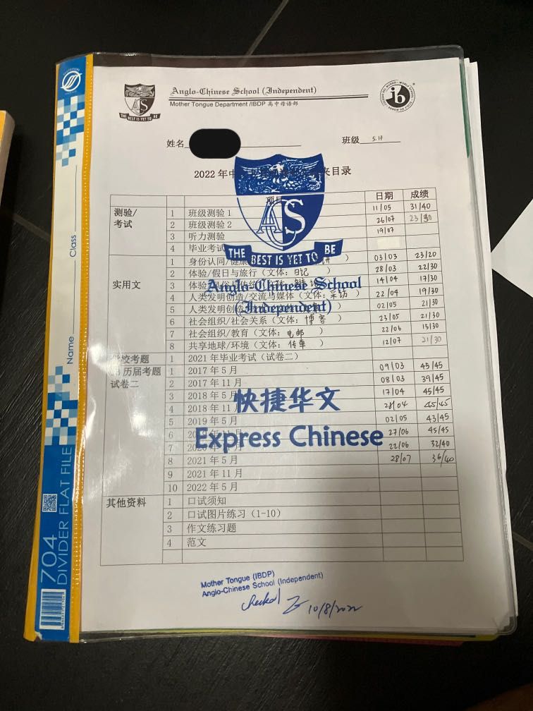 ACSI IBDP Chinese Y5, Hobbies & Toys, Books & Magazines, Assessment ...