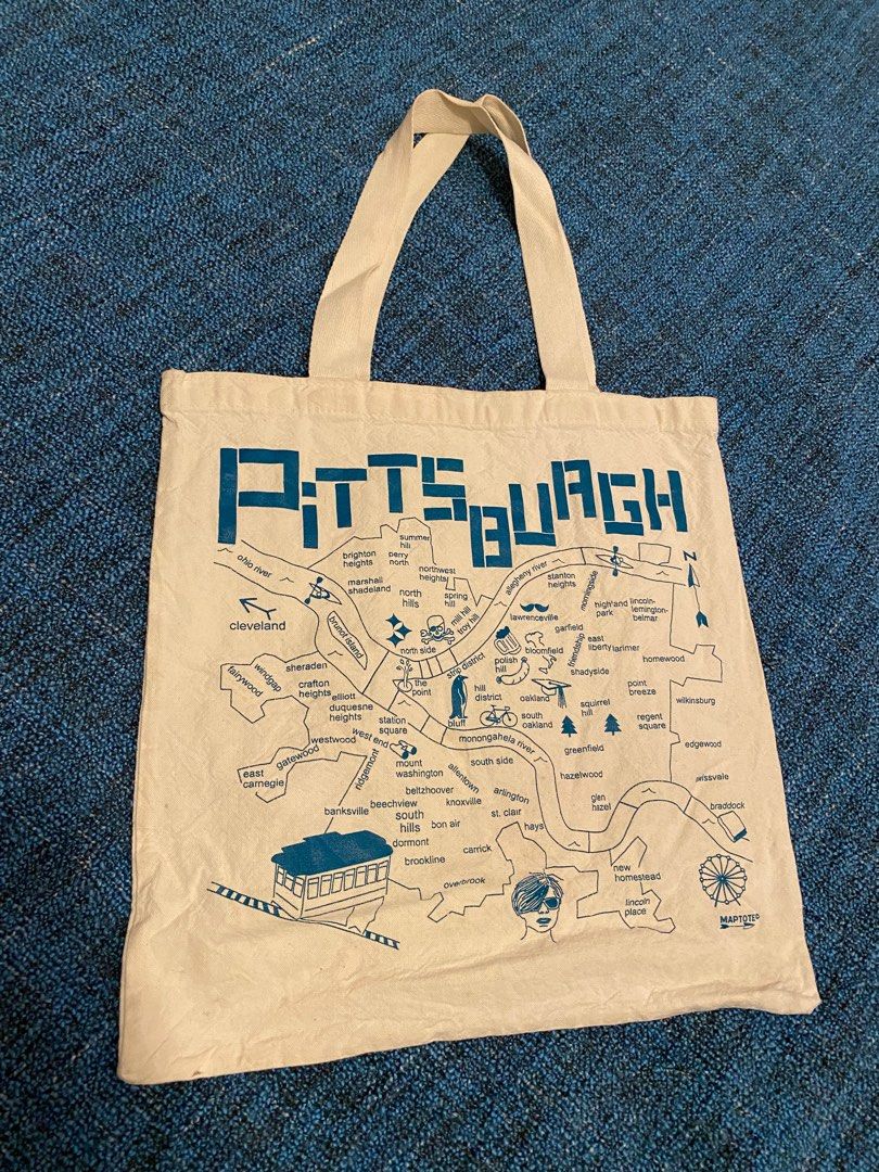 Canvas Tote Bag - Pittsburgh Map, Women's Fashion, Bags & Wallets, Tote ...