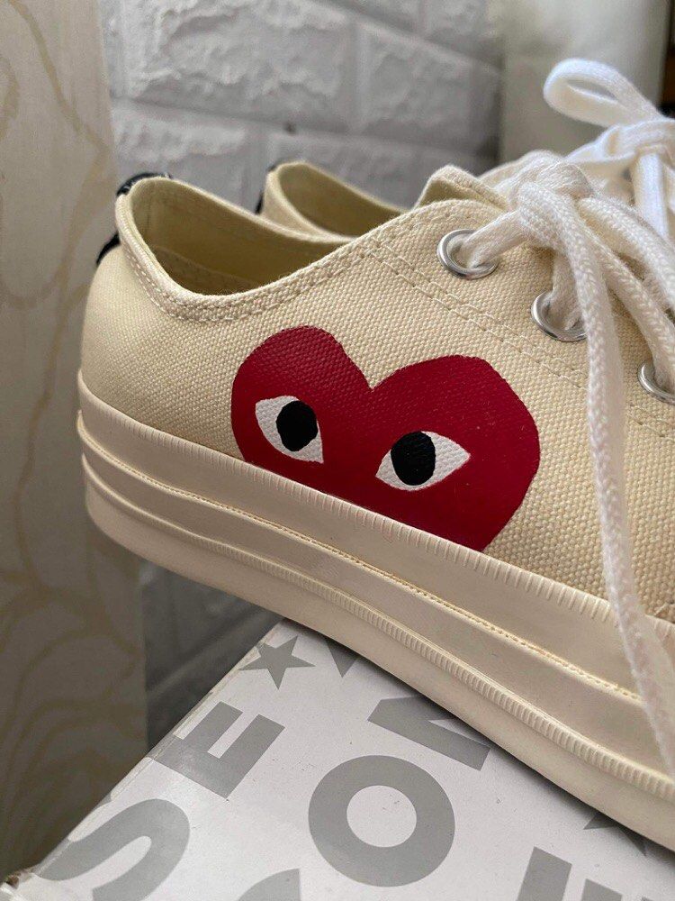 Converse CDG White, Women's Fashion, Footwear, Sneakers on Carousell