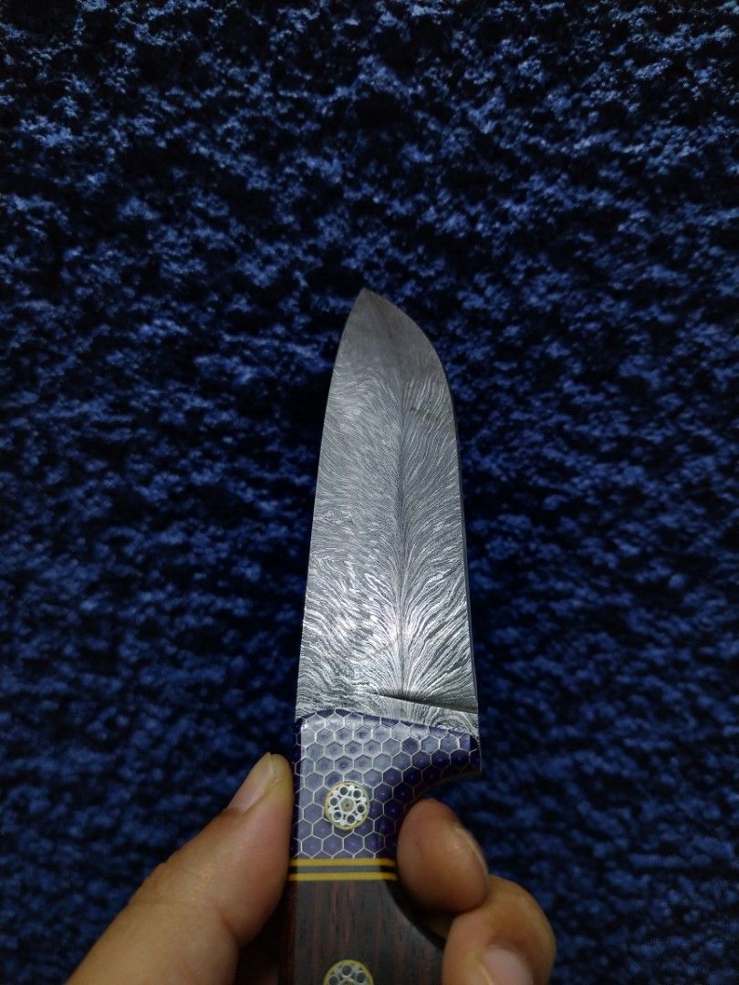 Damascus Knife Feather Pattern Full Tang Kaplak Zul, Furniture & Home ...