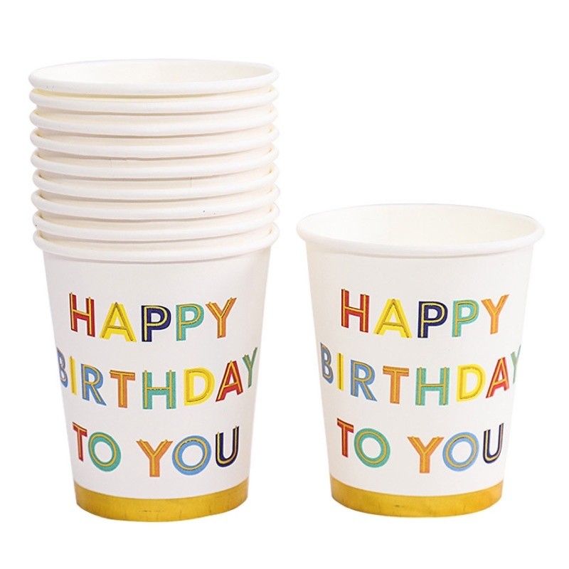 Disposable happy birthday party cups drinking mugs drinking cup paper ...