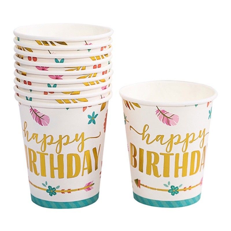 Disposable happy birthday party cups drinking mugs drinking cup paper ...