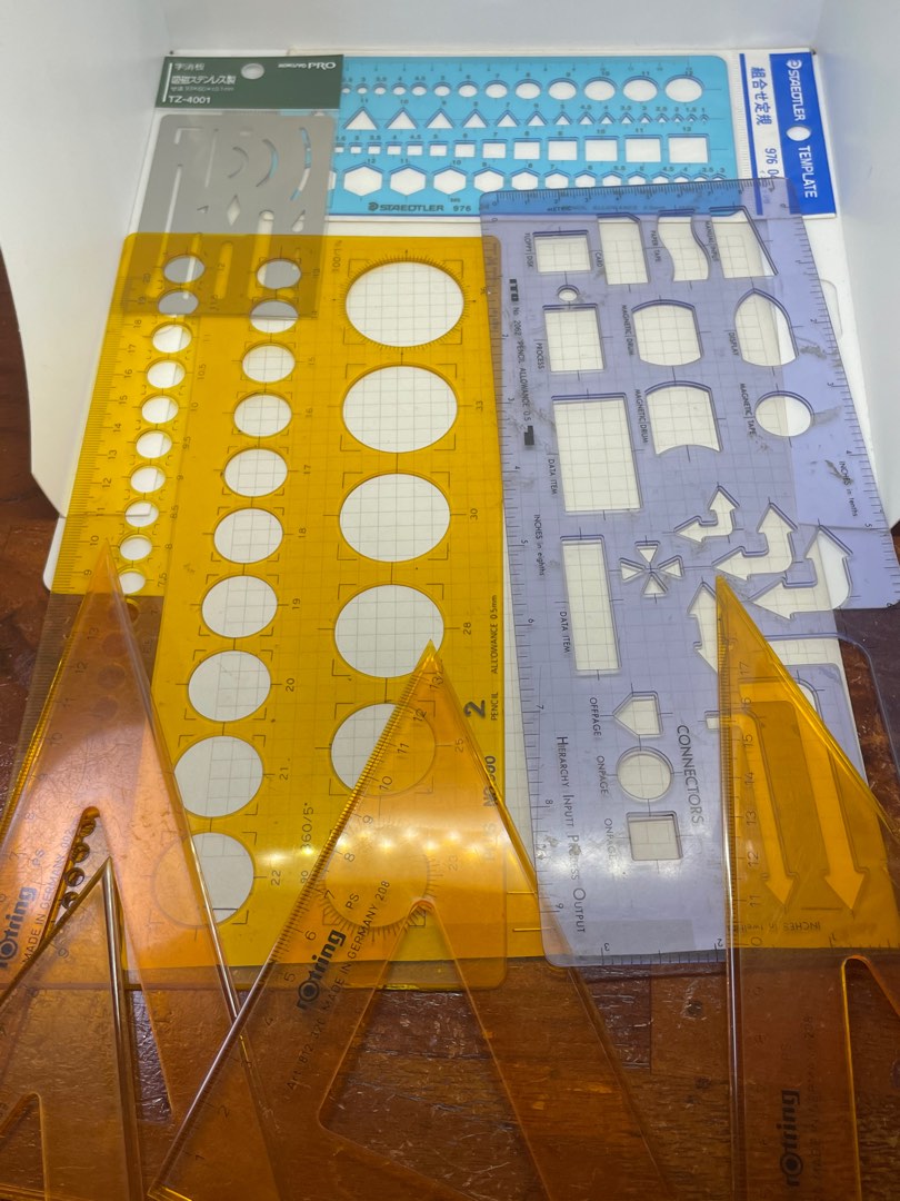 Drawing templates and triangle sets Rotring staedtler Kokuyo, Hobbies ...