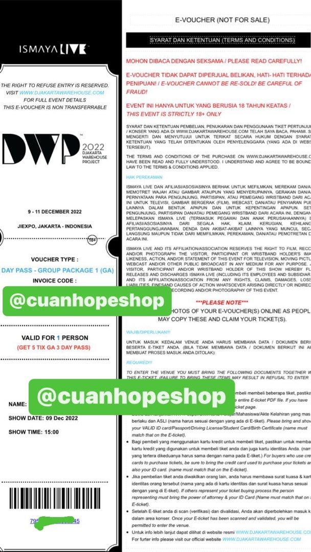 DWP 2022 TICKET, Tiket & Voucher, Tiket Acara di Carousell