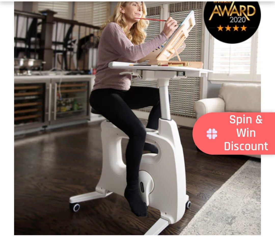 ERGOWORKS All-In-One Desk Bike (White), Sports Equipment, Exercise ...