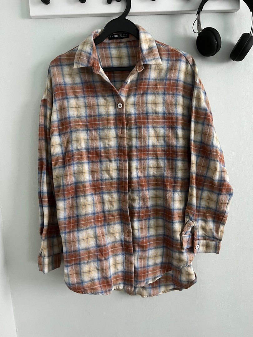 flannel blouse, Women's Fashion, Tops, Blouses on Carousell