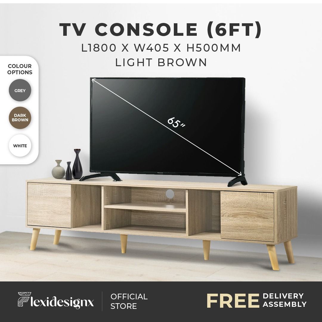 (Free Assembly) 180cm Tv Cabinet 6ft tv console, Furniture & Home ...
