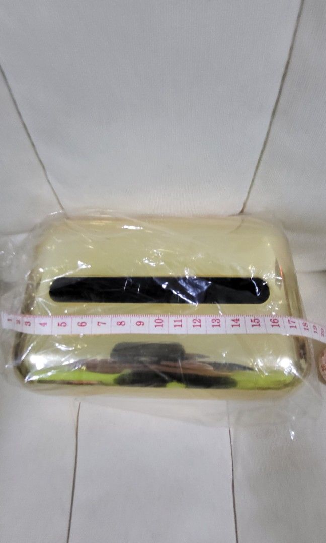 Gold color tissue box, Furniture & Home Living, Home Improvement ...