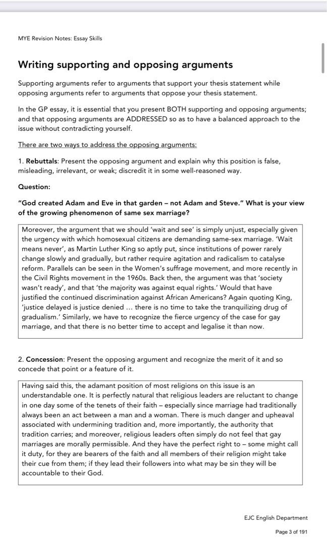 H1 General Paper Package GP (2024 A Level/RJC/NYJC/HCI Example Banks ...