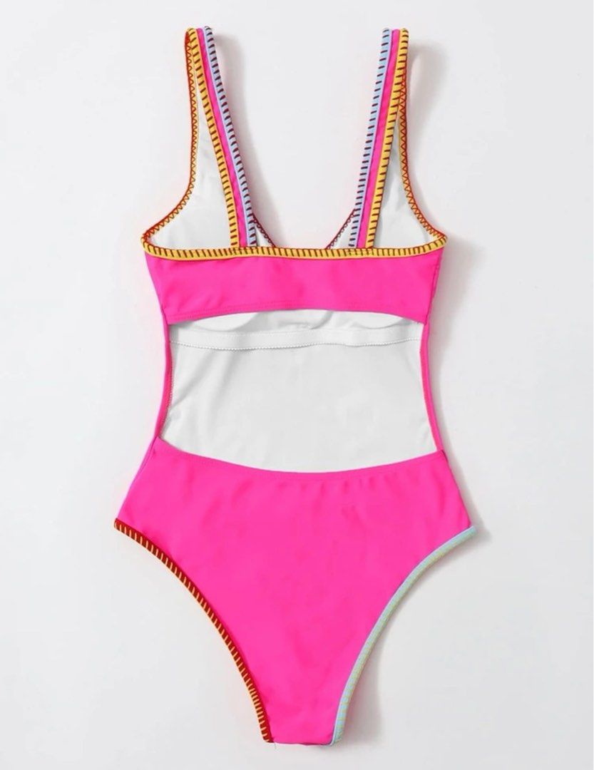 Hello Neon Pink Onepiece, Women's Fashion, Swimwear, Bikinis ...