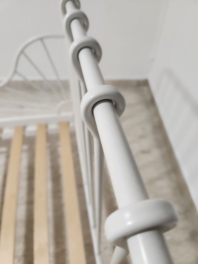 IKEA Extendable bed frame with slatted bed base, white, 80 x 200 cm ...