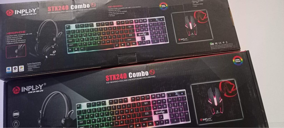 Inplay 4in1 Combo Keyboard Mouse Headphone Mousepad Black STX240 ...