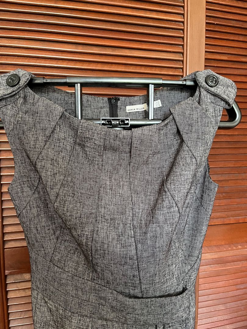 Karen Millen Grey Smart Office Dress, Women's Fashion, Dresses & Sets ...