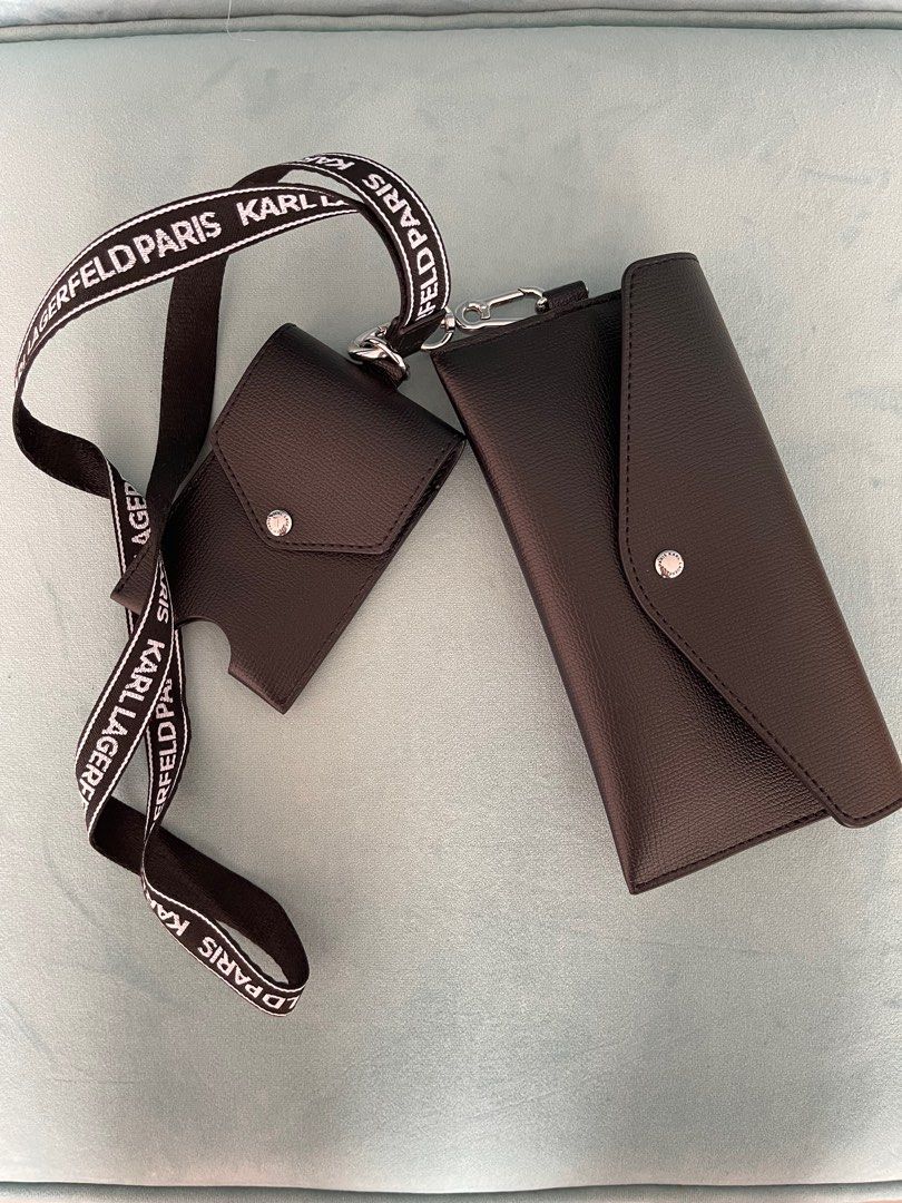 Karl Lagerfeld Lanyard with Pouch, Luxury, Bags & Wallets on Carousell