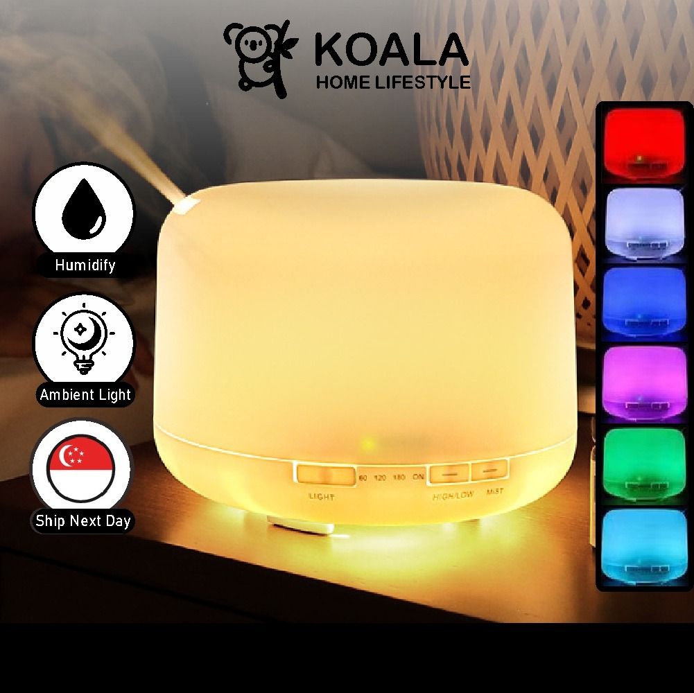 Koala Home 500ML Ultrasonic USB Mute Humidifier Aroma Diffuser 8 LED ...