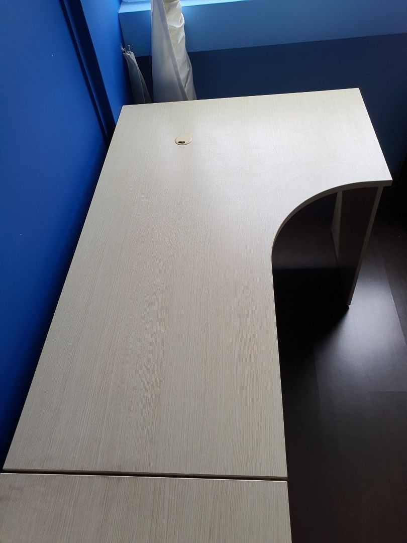 L Shaped Wooden Study Table, Furniture & Home Living, Furniture, Tables ...