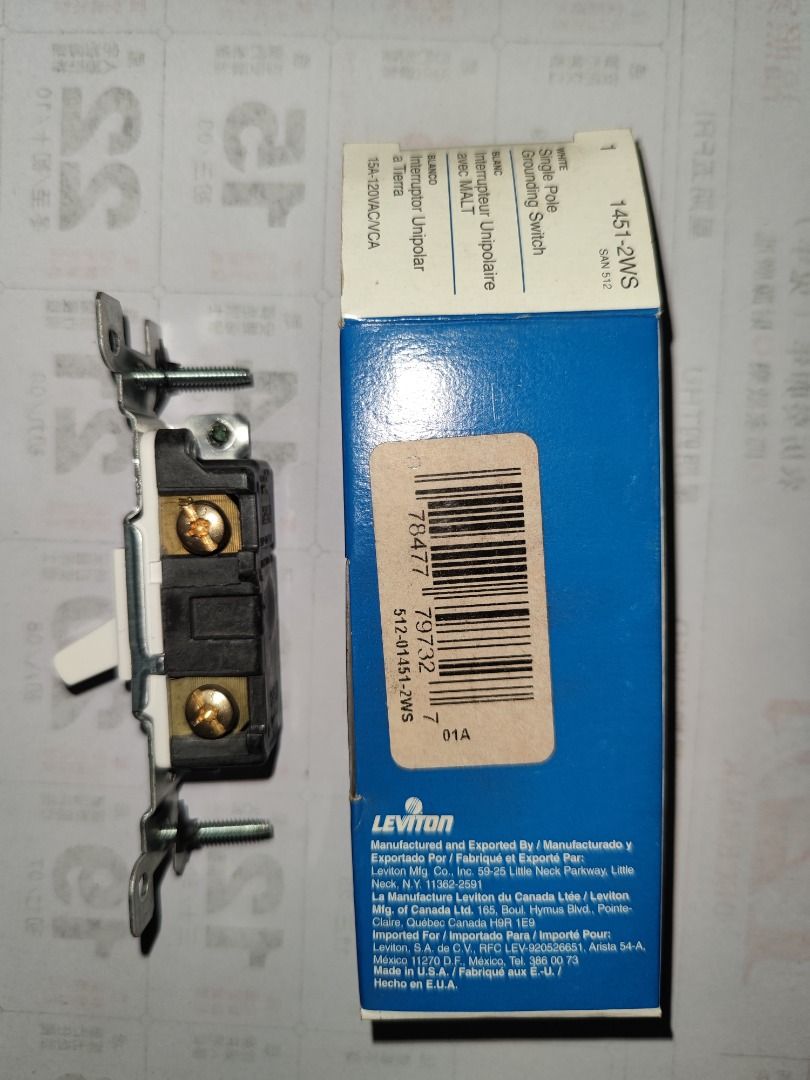 LEVITON Wall Switch, 1-Pole, Maintained, Toggle, Commercial ...