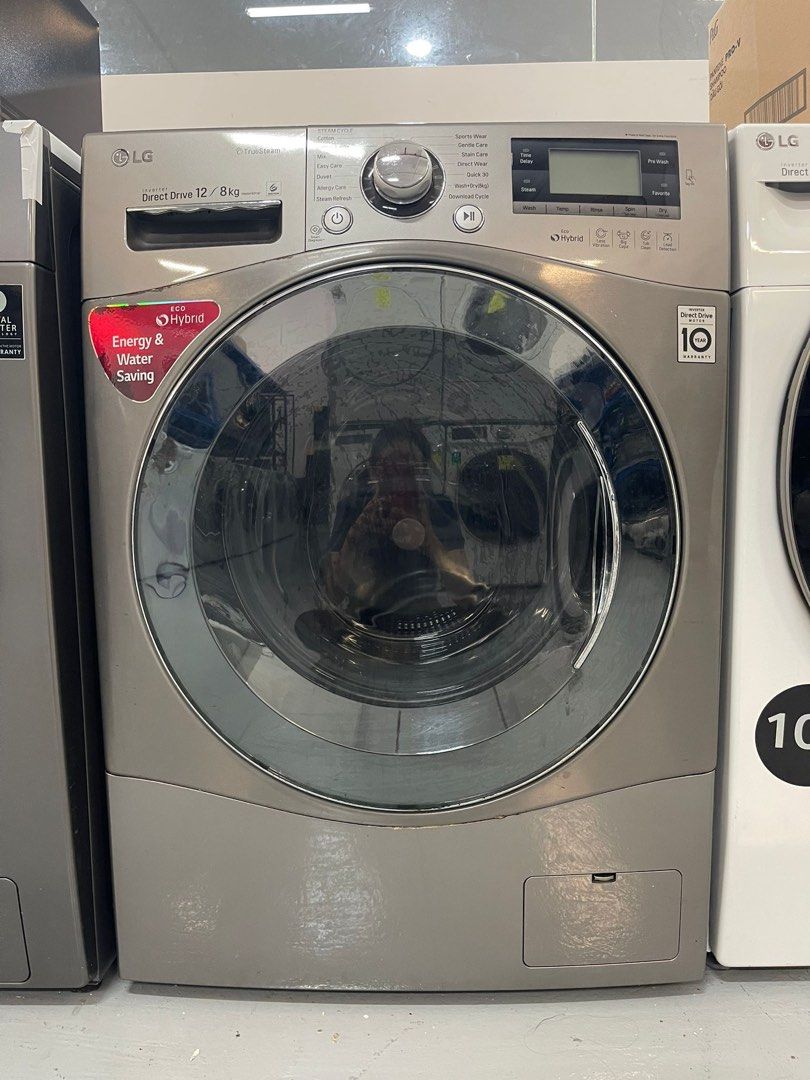 LG 12/8kg, 6 Motion Inverter Direct Drive Washer Dryer F1612DBGE, TV & Home Appliances, Washing ...