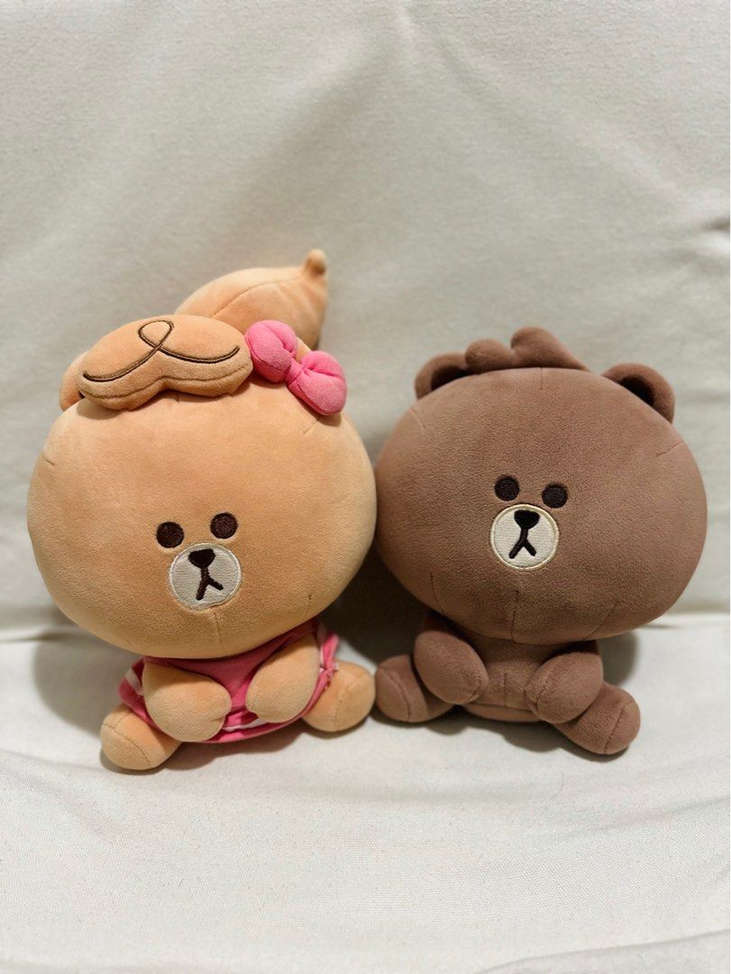 Line friends mini brown and mini Choco sitting doll, Hobbies & Toys ...
