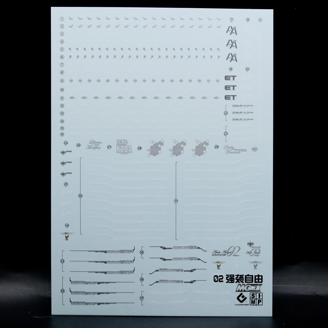 MGEX Strike Freedom Gundam original grey neon Decal 突擊自由高達原色灰高達螢光水貼, 興趣 ...