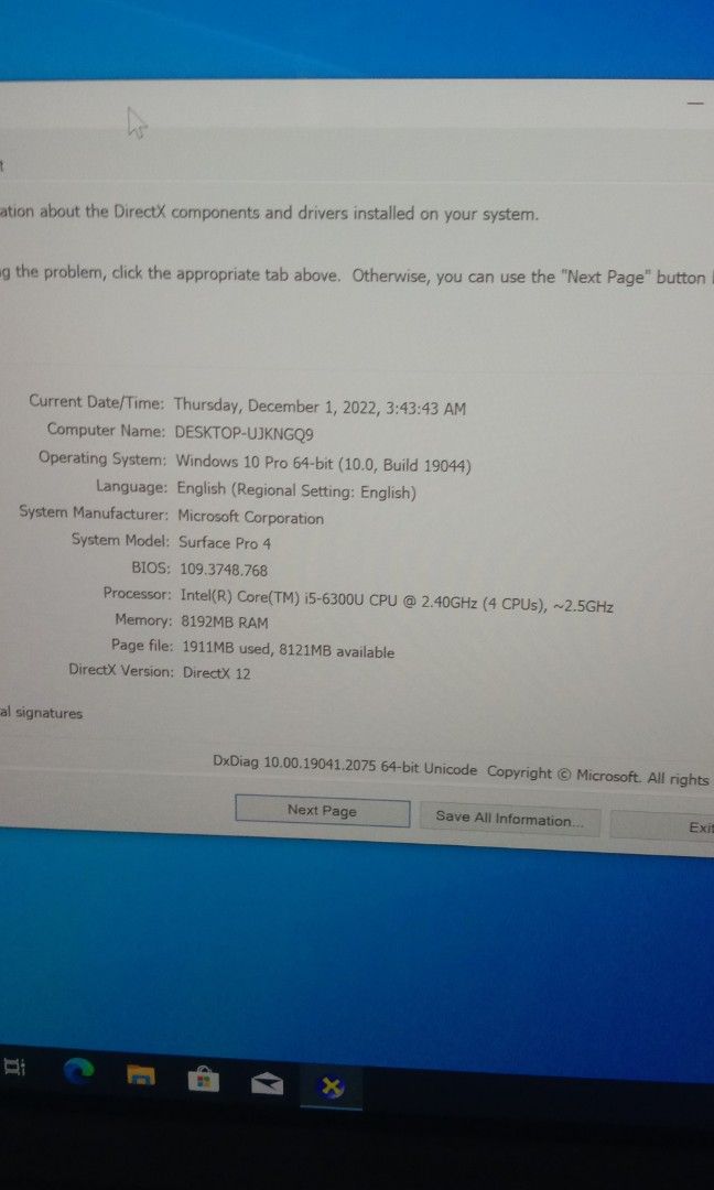Microsoft surface pro 4, core i5, 6gen, 8GB Ram, 4GB graphics, no ...