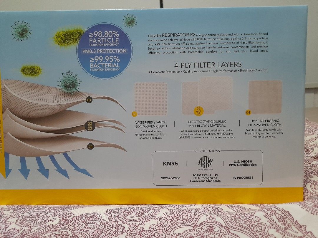 NOVITA R2 Respirator Mask, Health & Nutrition, Face Masks & Face ...