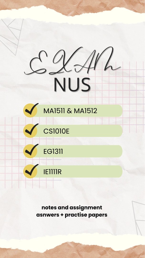 NUS NOTES + Assignment + Tutorial, Hobbies & Toys, Books & Magazines ...