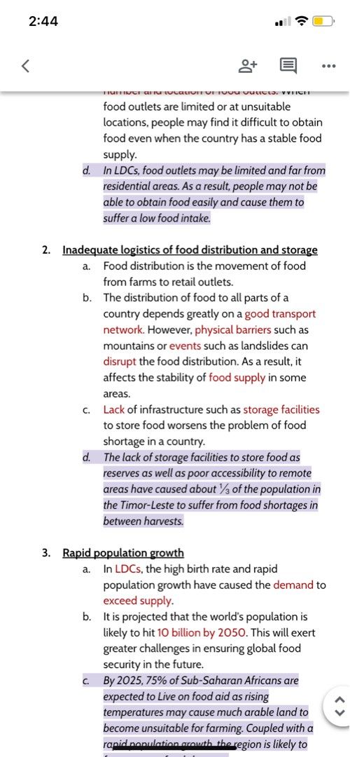 O levels A1 Elective Geography (Food) Study Notes, Hobbies & Toys ...