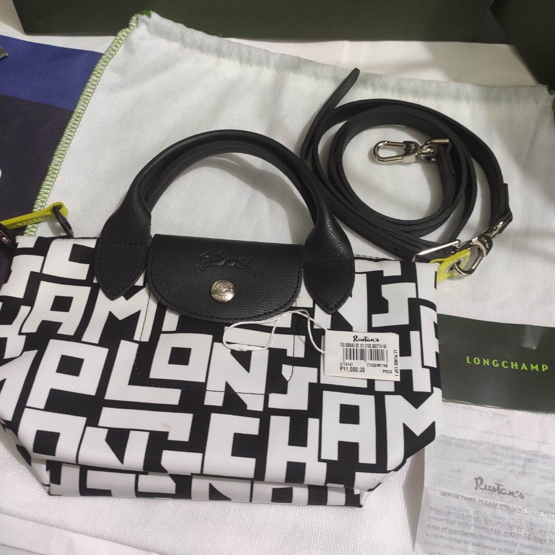 Original Longchamp Le Pliage XS LGP Black/White with Tag, Luxury, Bags ...