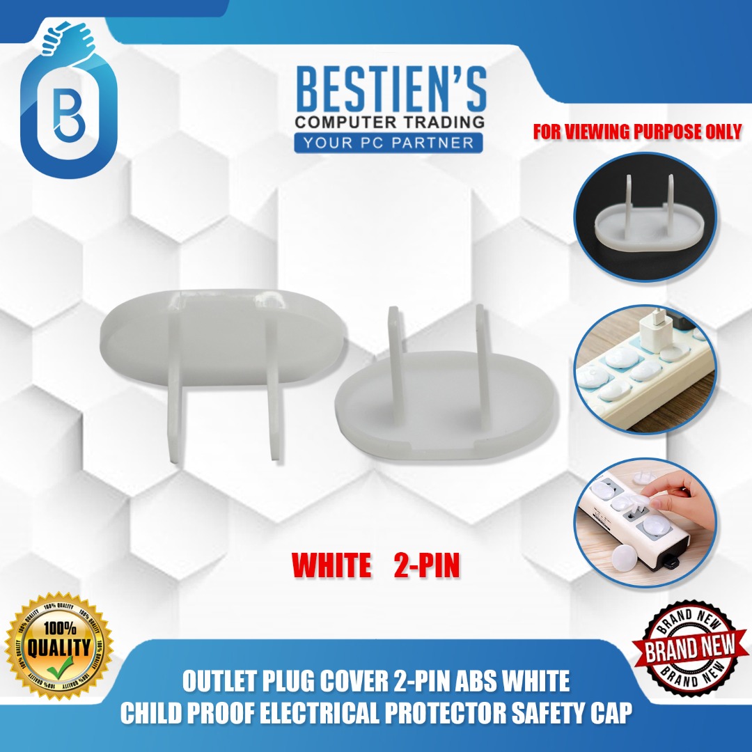OUTLET PLUG COVER 2-PIN ABS WHITE, CHILD PROOF ELECTRICAL PROTECTOR ...