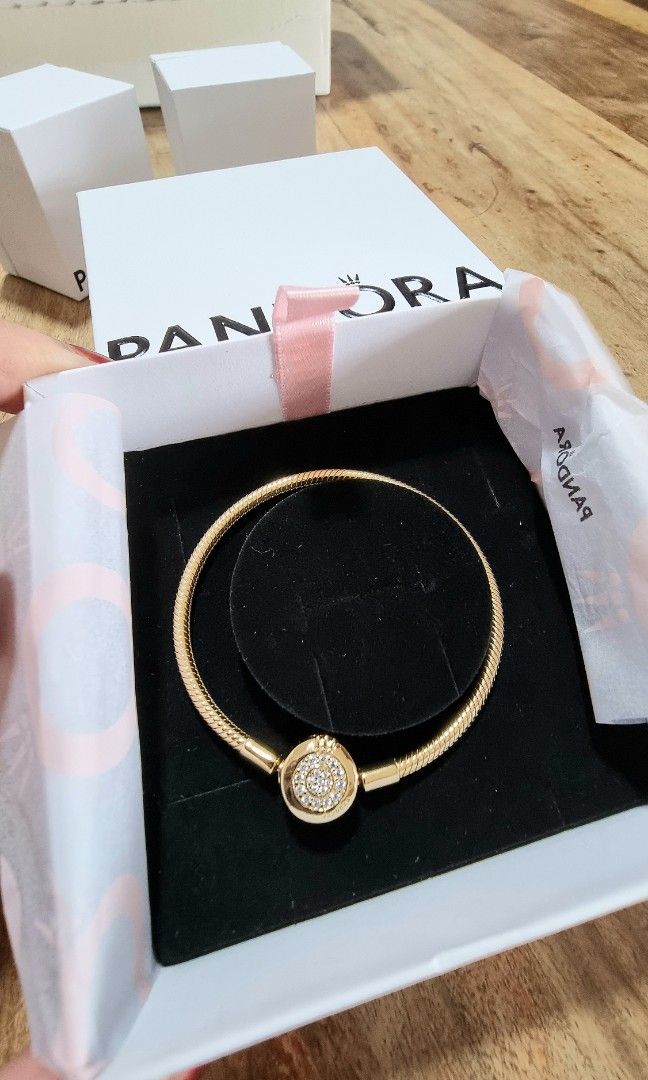 Pandora Moments Sparkling Crown O Snake Chain Bracelet in gold, Women's ...