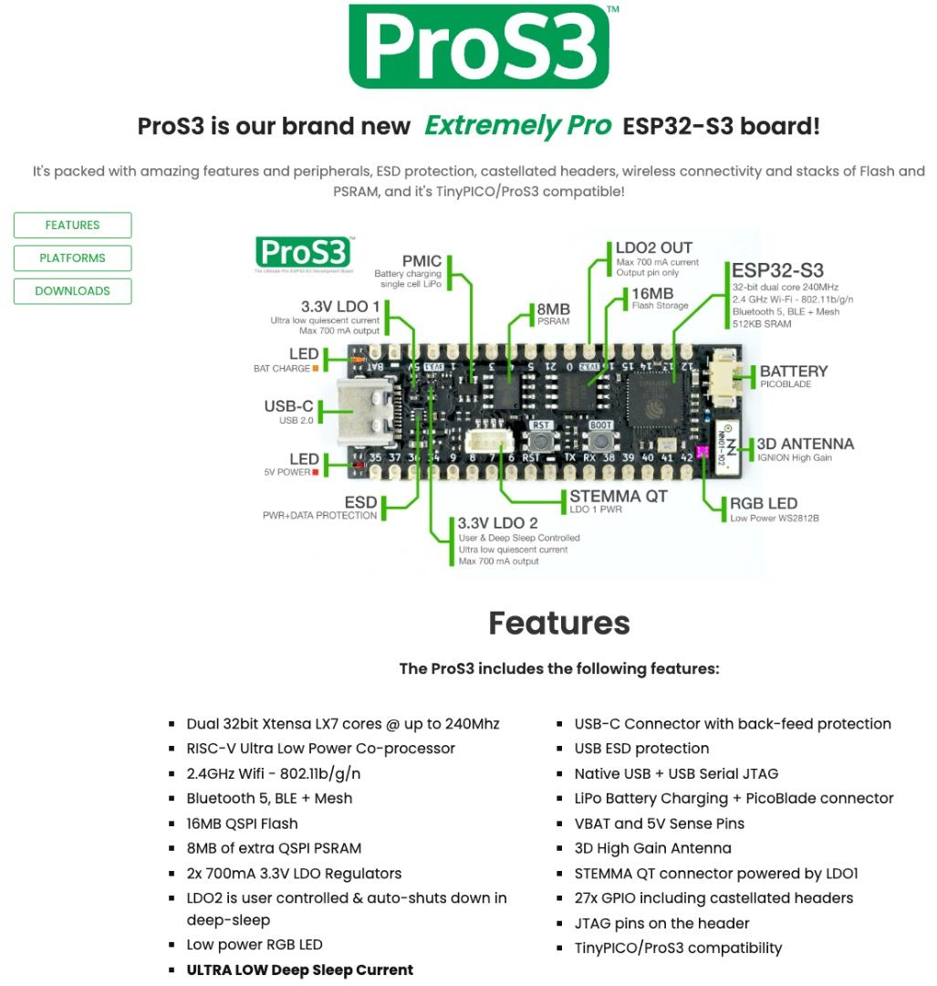 Pros3 Arduino Circuitpython Micropython Compatible Wifi Bluetooth