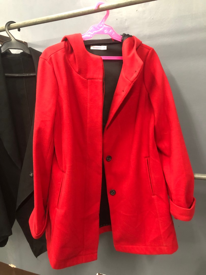 Red Coat, Women's Fashion, Coats, Jackets and Outerwear on Carousell