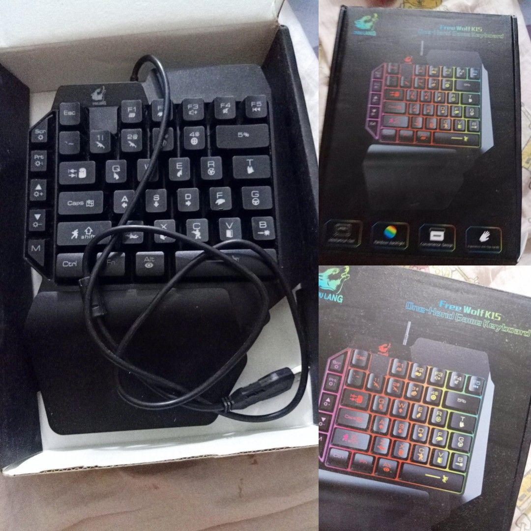RGB One hand game keyboard [1 key not working], Computers & Tech, Parts ...