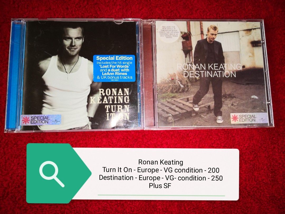 Ronan Keating Turn It On, Destination, Bring You Home, Ronan CD ...