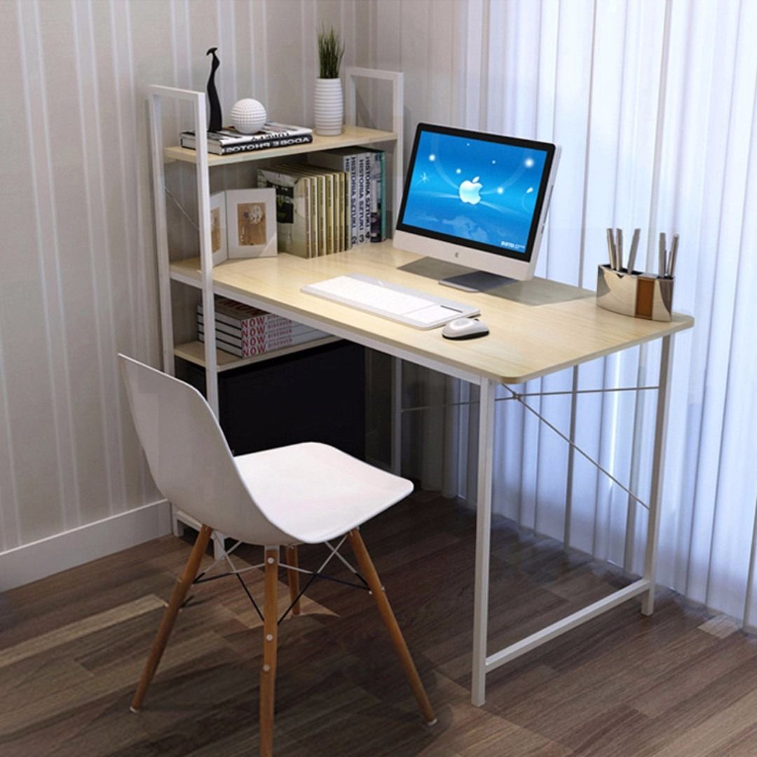 Simple writing desk with shelf, free installation,Study Table ...