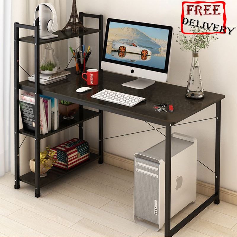 Simple writing desk with shelf, free installation,Study Table ...
