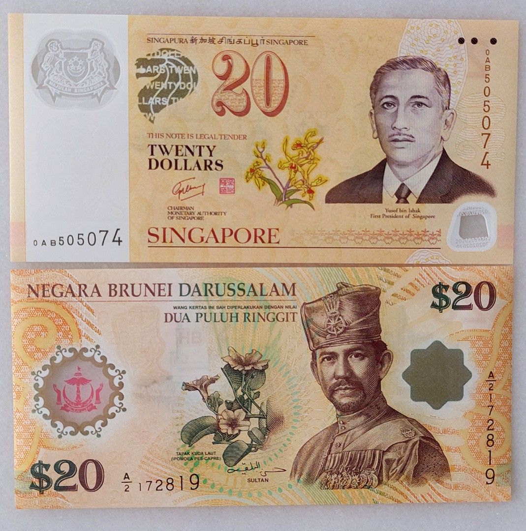 Singapore Brunei $20 commemorative pair GEM UNC, Hobbies & Toys ...