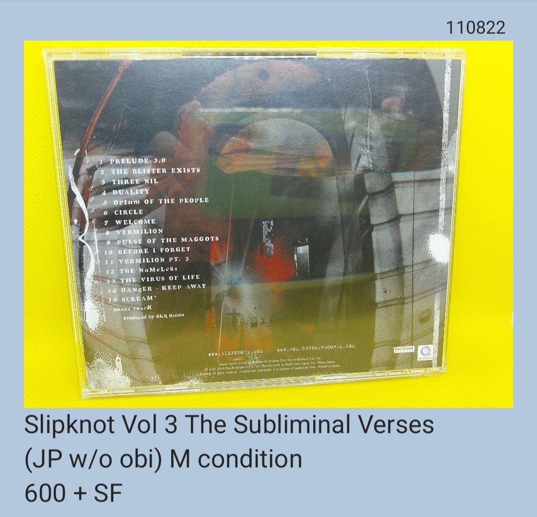 Slipknot The Subliminal Verses Vol 3 CD (unsealed), Hobbies & Toys ...