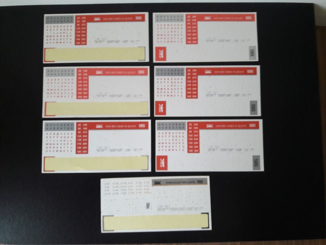 Sticker Labels for Vintage VHS Video Cassette Tapes, Hobbies & Toys ...