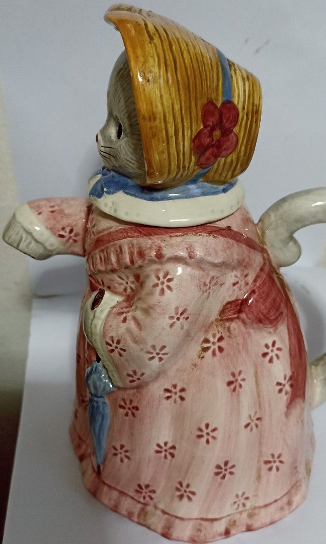 Teapot Takahashi Cat Handpainted Japan San Fran Jeto Craft Elegant Lady ...