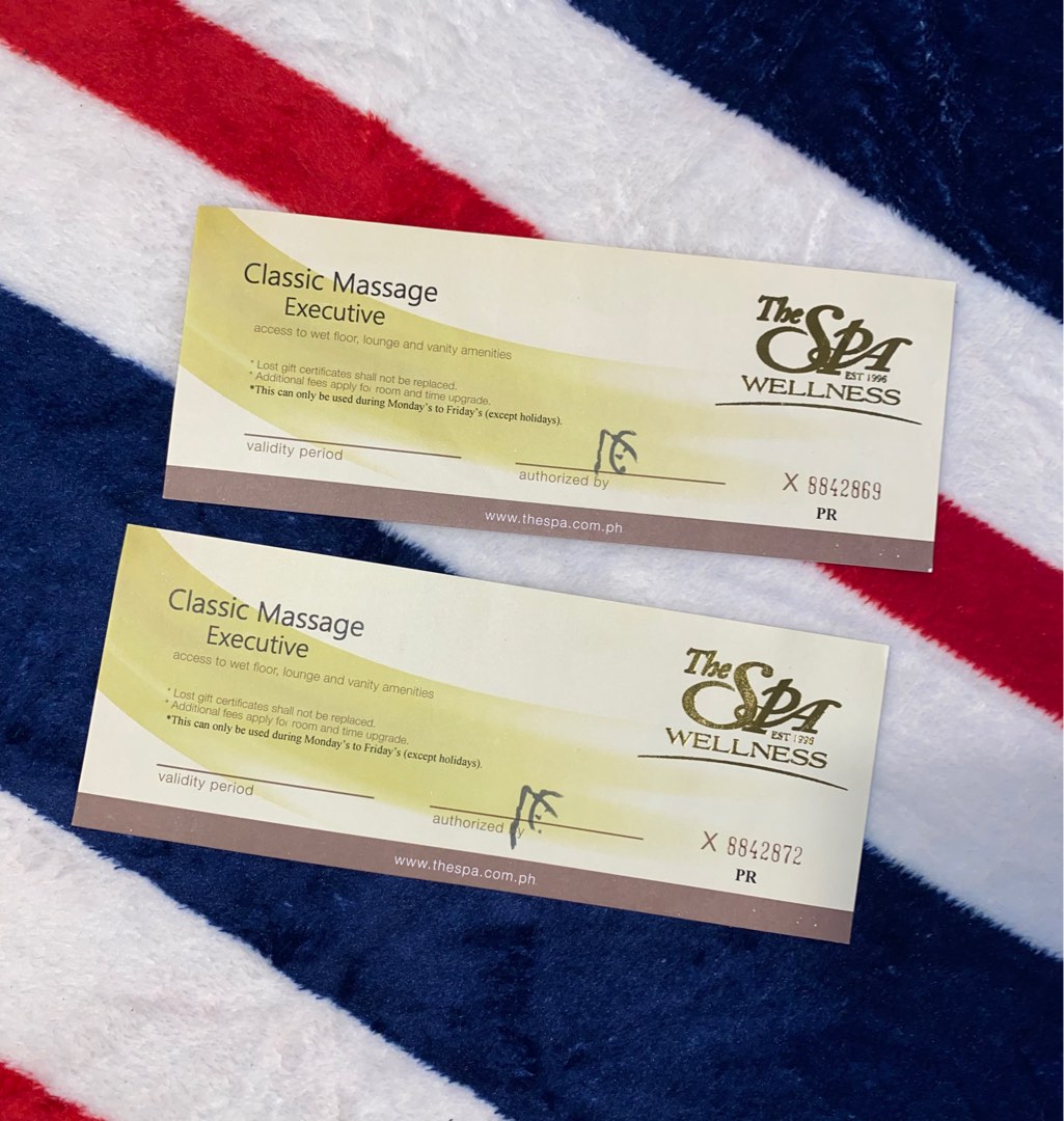The Spa Classic Massage Executive Gift Certificate, Tickets & Vouchers ...