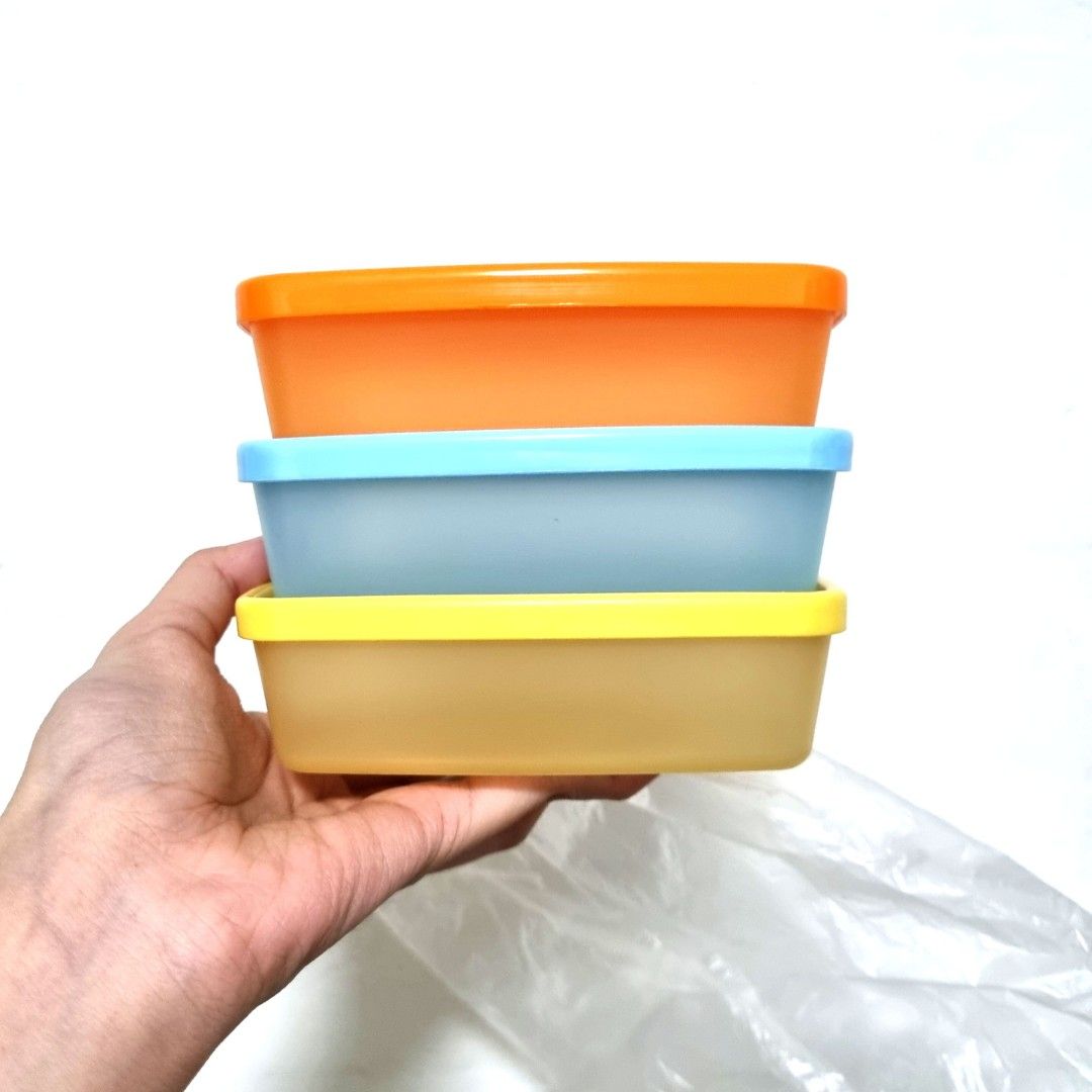 Tupperware 250 ml Small Shallow Square Round Container Box Set of 3 ...