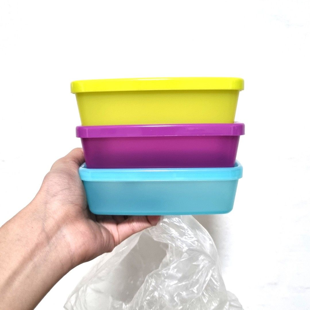 Tupperware 250 ml Small Shallow Square Round Container Box Set of 3 ...