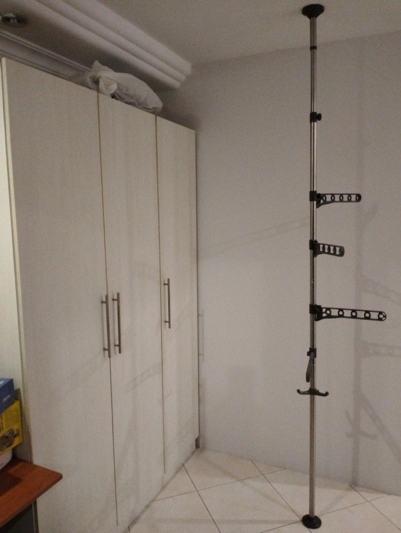 Vertical upright suction pole for clothes hanging, Furniture & Home ...