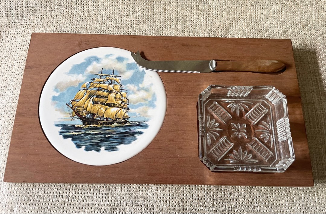 Vintage Wooden Ship Cheese Board Made in England, Furniture & Home ...
