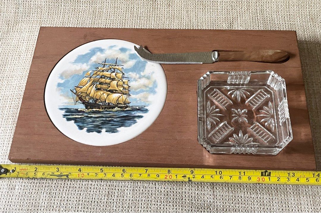Vintage Wooden Ship Cheese Board Made in England, Furniture & Home ...