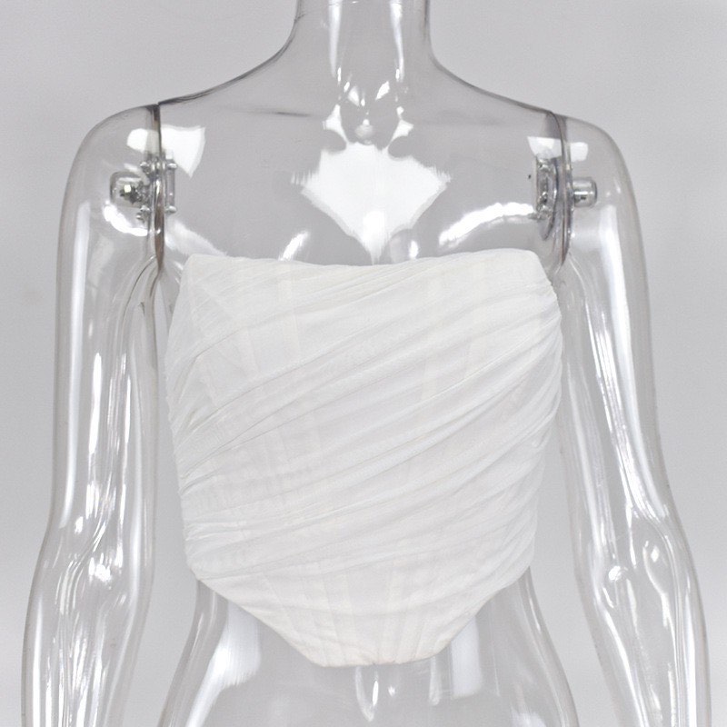 White corset mesh tube top, Women's Fashion, Tops, Sleeveless on Carousell