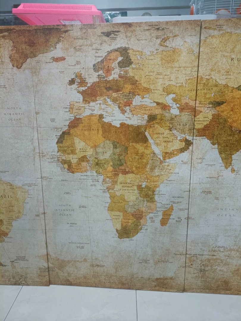 World map 3 canvas frame, Furniture & Home Living, Home Decor, Frames ...