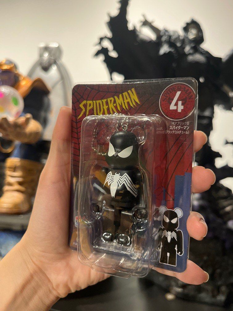 #4 MEDICOM SPIDER-MAN BLACK VERSION 100% BEARBRICK MARVEL KEYCHAIN ...